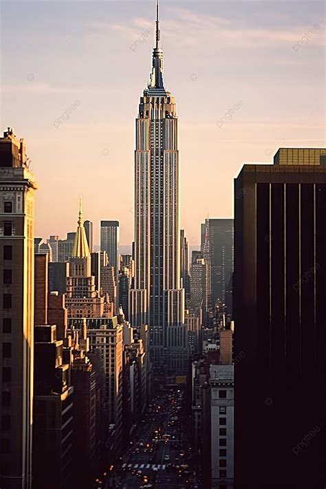 해질녘 뉴욕의 엠파이어 스테이트 빌딩 배경 배경 화면 및 일러스트 무료 다운로드 Pngtree