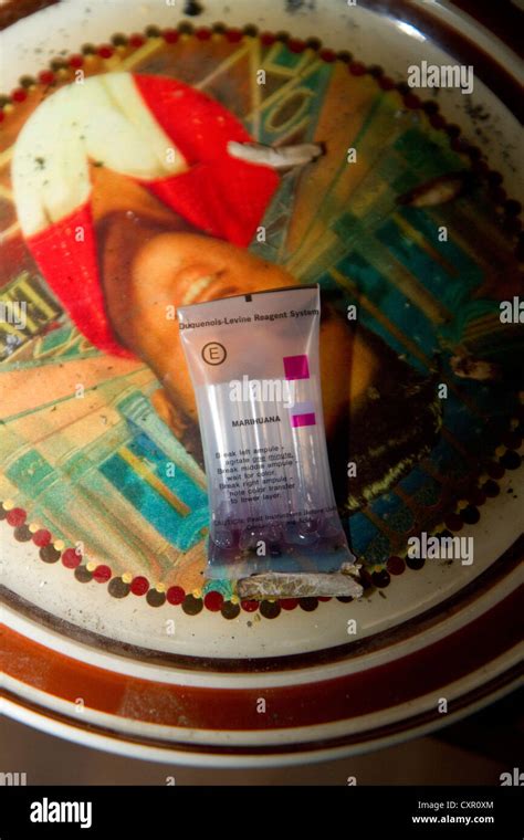 Field Drug Test Kit Showing Positive Indication For Methamphetamine Ice Crystal Meth Crank