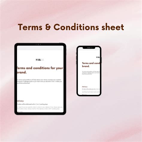 Terms And Conditions Sheet