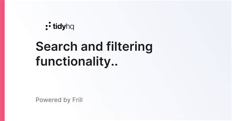 Search And Filtering Functionality