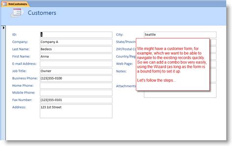 How To Add A Combo Box To Find An Existing Record Btab Development