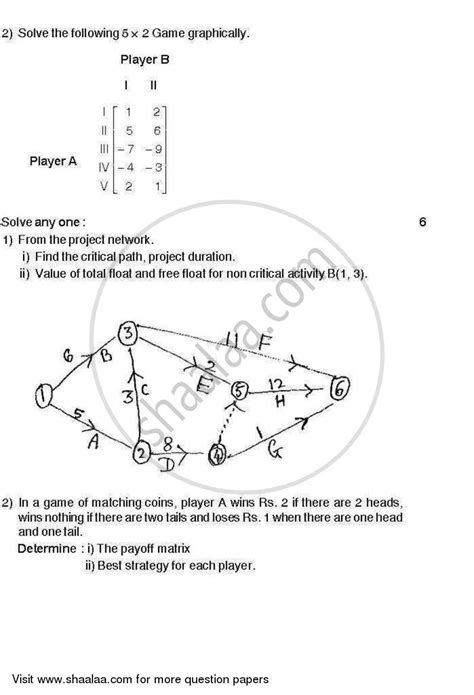 Operations Research 2012 2013 Ba Mathematics 2nd Year Syba Question Paper With Pdf Download