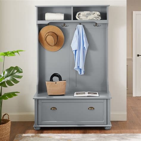 4 In 1 Hall Tree With Storage Bench 47 2 Wide Entryway Bench With
