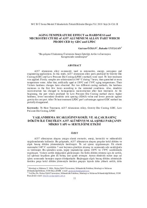 Pdf Aging Temperature Effect On Hardness And Microstructure Of A357 Aluminium Alloy Part Which