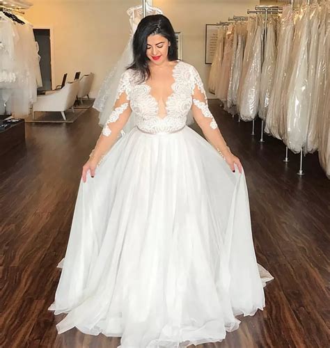 Plus Size A Line Wedding Dress With Sleeves Store