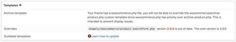woocommerce template files must be updated to the latest version