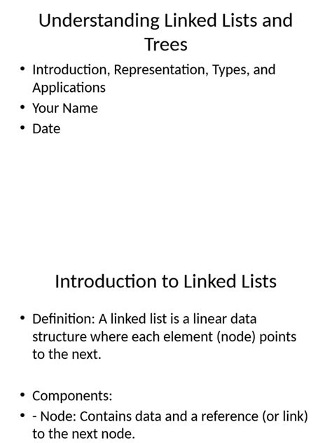 Linked Lists and Trees Presentation | PDF | Pointer (Computer ...