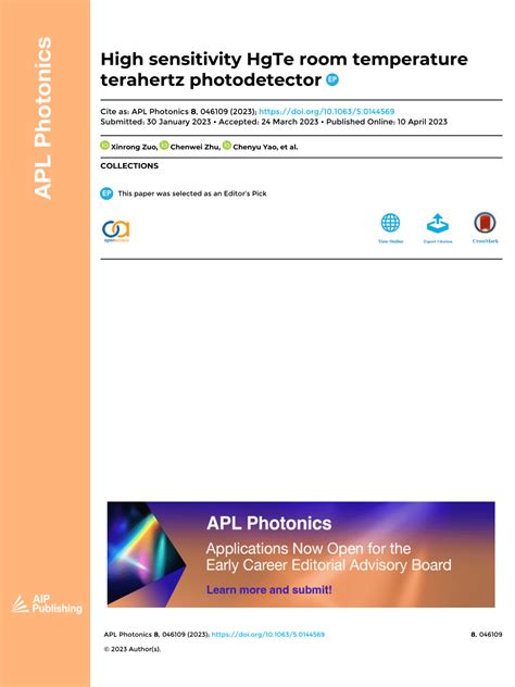 Pdf High Sensitivity Hgte Room Temperature Terahertz Photodetector