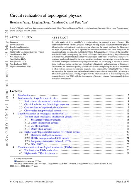 PDF Circuit Realization Of Topological Physics