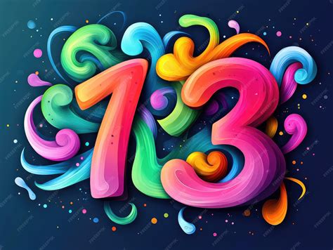Number Thirteen Made Of Colorful Curved Shapes On A Dark Background Premium Ai Generated Image