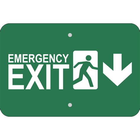 Horizontal Down Arrow Emergency Exit Sign Custom Signs