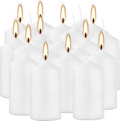 Juego De 20 Velas De Pilar Blancas Velas De Cena Sin Goteo Y Sin Humo