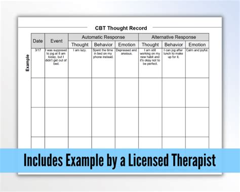 Cbt Thought Record Fillable Pdf Worksheets Library