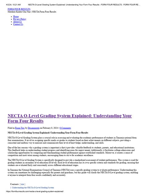 NECTA O-Level Grading System Explained - Understanding Your Form Four ...