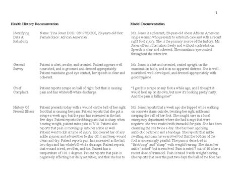 Shadow Health Health History Documentation Tina Jones Health