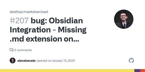 Bug Obsidian Integration Missing Md Extension On Clipped Files · Issue 207 · Deathau