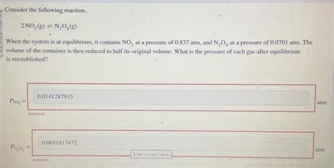 Solved Consider The Following Reaction 2no2 G ⇌n2o4 G