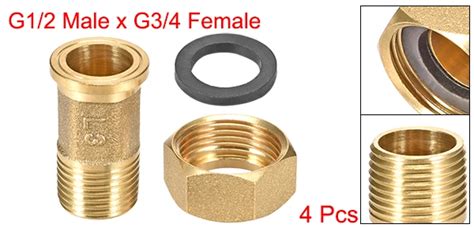 4 pcs 황동 파이프 피팅 육각 니플 g1 2 남성 x g3 4 암나사 커넥터 수량계 커플 링 48mm 53mm 길이