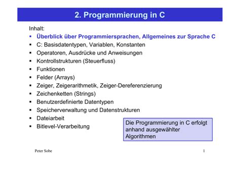 2 Programmierung In C