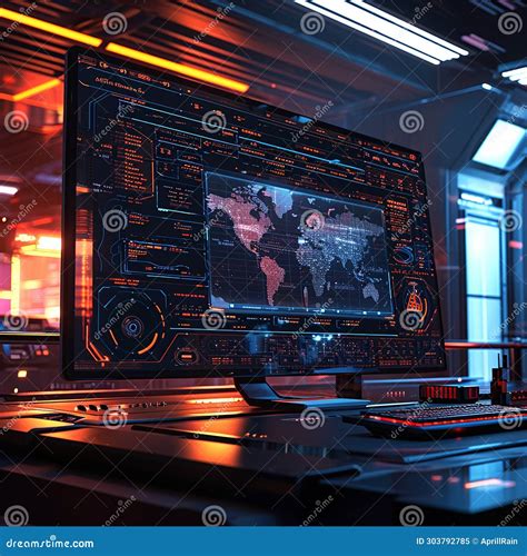 Computer Monitor With Graphs Map Dashboards Technological Background Stock Image Image Of