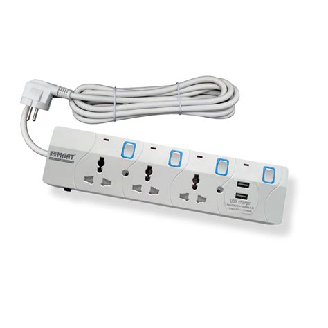 3 Way Extension Socket With Usb 3mtr Maat