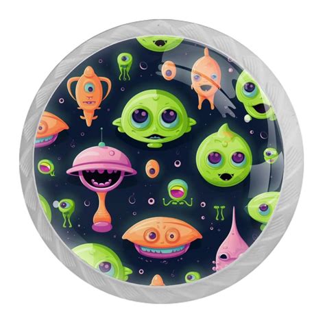 Aliens Pattern Custom Drawer Knobs Cabinet Knobs Abs Glass Drawer Pulls With Screws Hardware