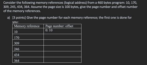 solved consider the following memory references logical