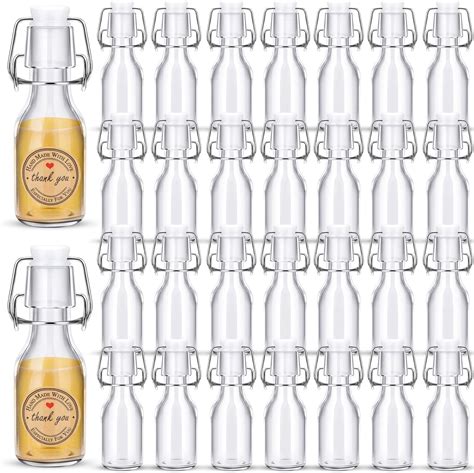 Zsmkjiaye 30 Pcs Mini Flip Top Glass Bottle With Stoppers