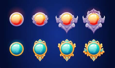 game level icons medals stars ui badges trophy vector image