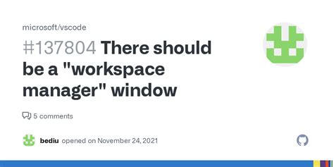 There Should Be A Workspace Manager Window Issue Microsoft Vscode GitHub
