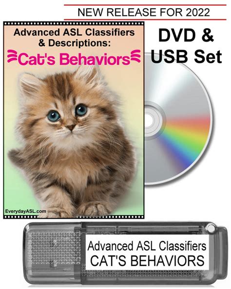 New Asl Classifiers And Descriptions Cats Behaviors Dvd Usb Set
