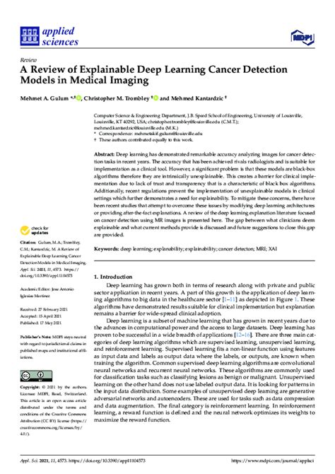 pdf a review of explainable deep learning cancer detection models in