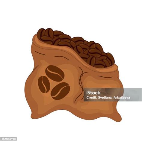 커피 콩 가방 세트입니다 만화 스타일입니다 벡터 그림입니다 가방에 대한 스톡 벡터 아트 및 기타 이미지 가방 갈색 개체 그룹 Istock