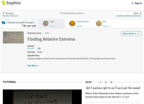 Sophia Finding Relative Extrema Lesson 3 Instructional Video For 9th 10th Grade Lesson Planet