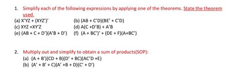 Solved Simplify Each Of The Following Expressions By Chegg