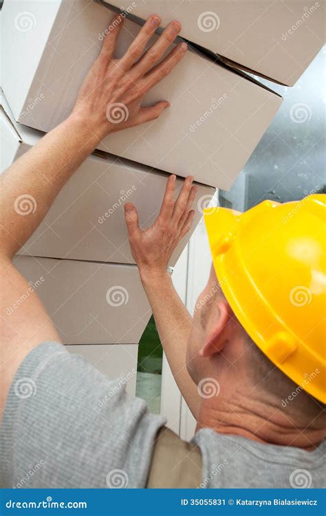 Boxes Falling On Worker Stock Image Image Of House Body 35055831