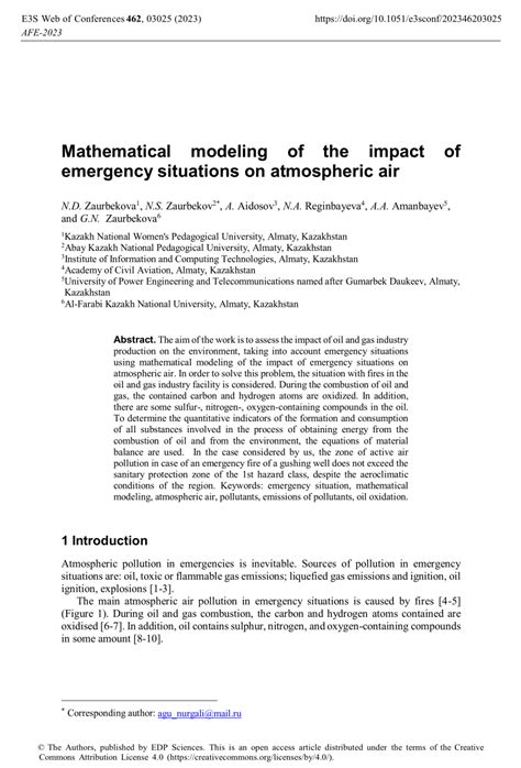 Pdf Mathematical Modeling Of The Impact Of Emergency Situations On