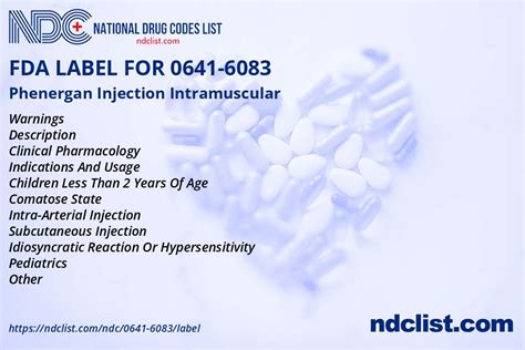 Fda Label For Phenergan Injection Intramuscular Indications Usage And Precautions