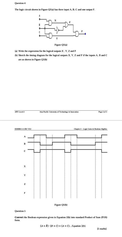 solved texts question 4 the logic circuit shown in figure q5 a has