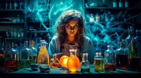 premium photo women chemist using microscope for chemistry lab tests