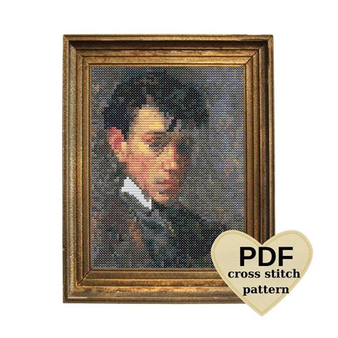 Pablo Picasso Cross Stitch Pattern Pdf Instant Download Full Coverage Self Portrait Pattern