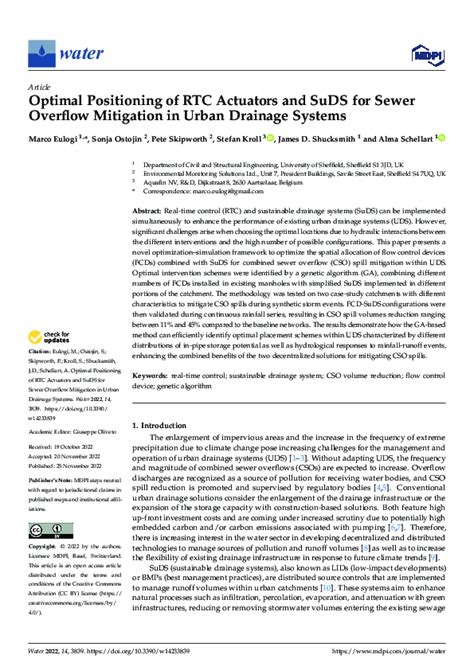 Pdf Optimal Positioning Of Rtc Actuators And Suds For Sewer Overflow Mitigation In Urban
