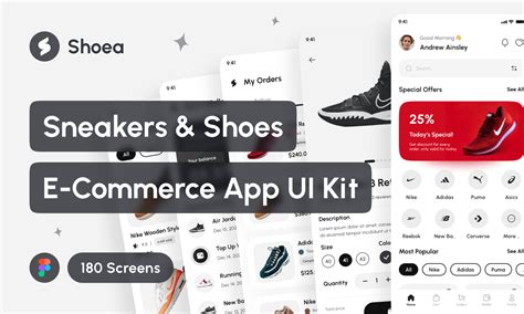 shoea sneakers and shoes e commerce app ui kit figma