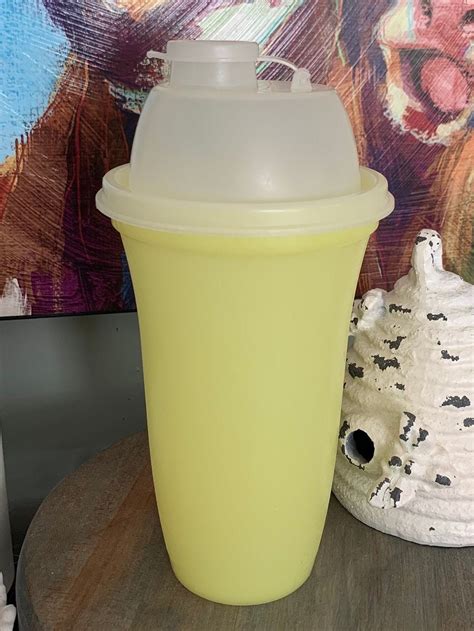 Vintage Tupperware Quick Shake Container Yellow 844 Etsy