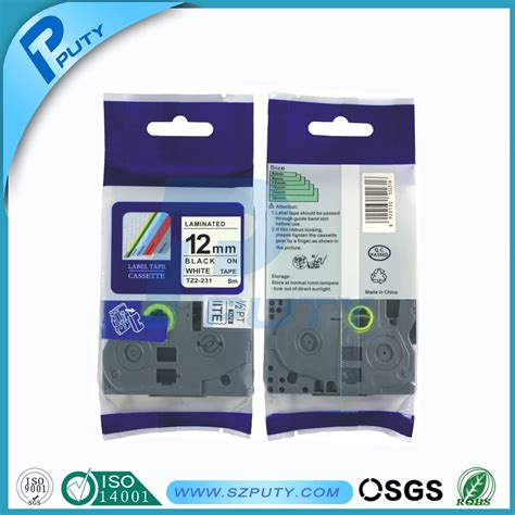 Compatible tze tape 12mm laminated black on white tze 231 tze231 tze ...