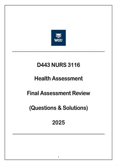 Wgu D443 Nurs 3116 Health Assessment Test Bank 2025 Final Exam