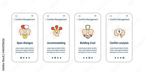 Conflict Management Onboarding Mobile App Screens Resolving Conflict Between Two People Steps