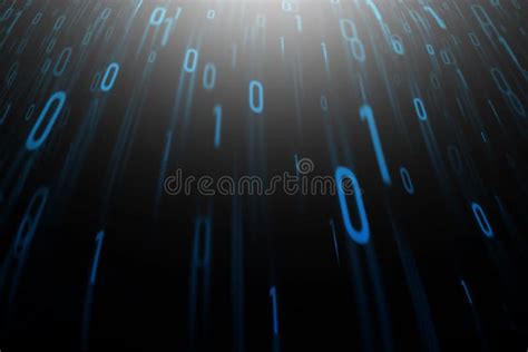 Abstract Blue Binary Code On A Black Background Stock Illustration