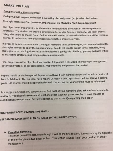 Solved Marketing Plan Group Marketing Plan Assignment Each
