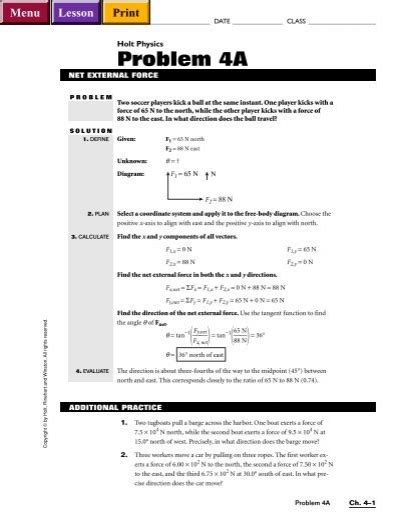 problem 4a net external force